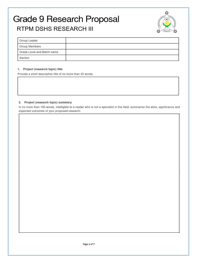 Research Proposal FORM | PDF