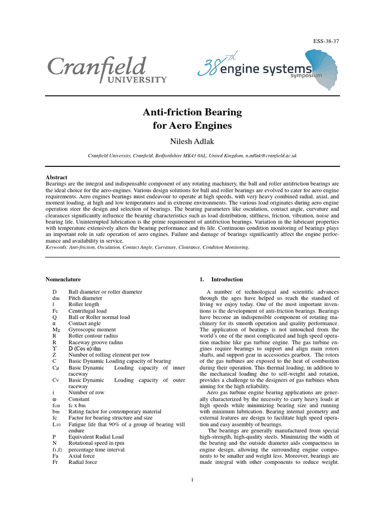 Anti-Friction Bearing For Aero Engines: Nilesh Adlak | PDF
