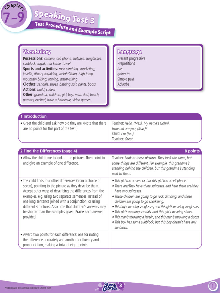 SC03 SpeakingTest Chs7-9 | PDF | Linguistics