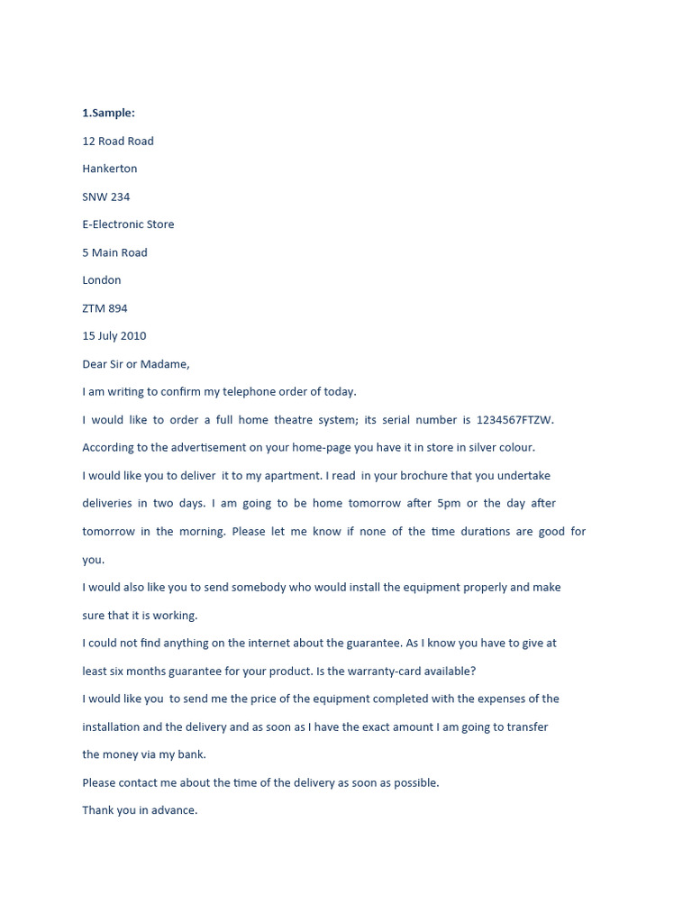 TELC Sample Letters | PDF