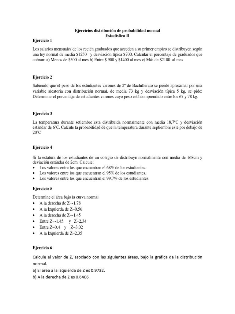 Ejercicios Como Taller Distribución Normal | PDF | Finanzas y administración del dinero ...