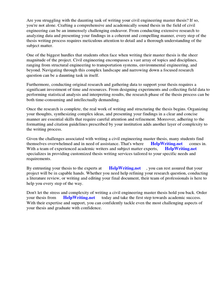 Civil Engineering Master Thesis PDF | PDF | Thesis | Engineering