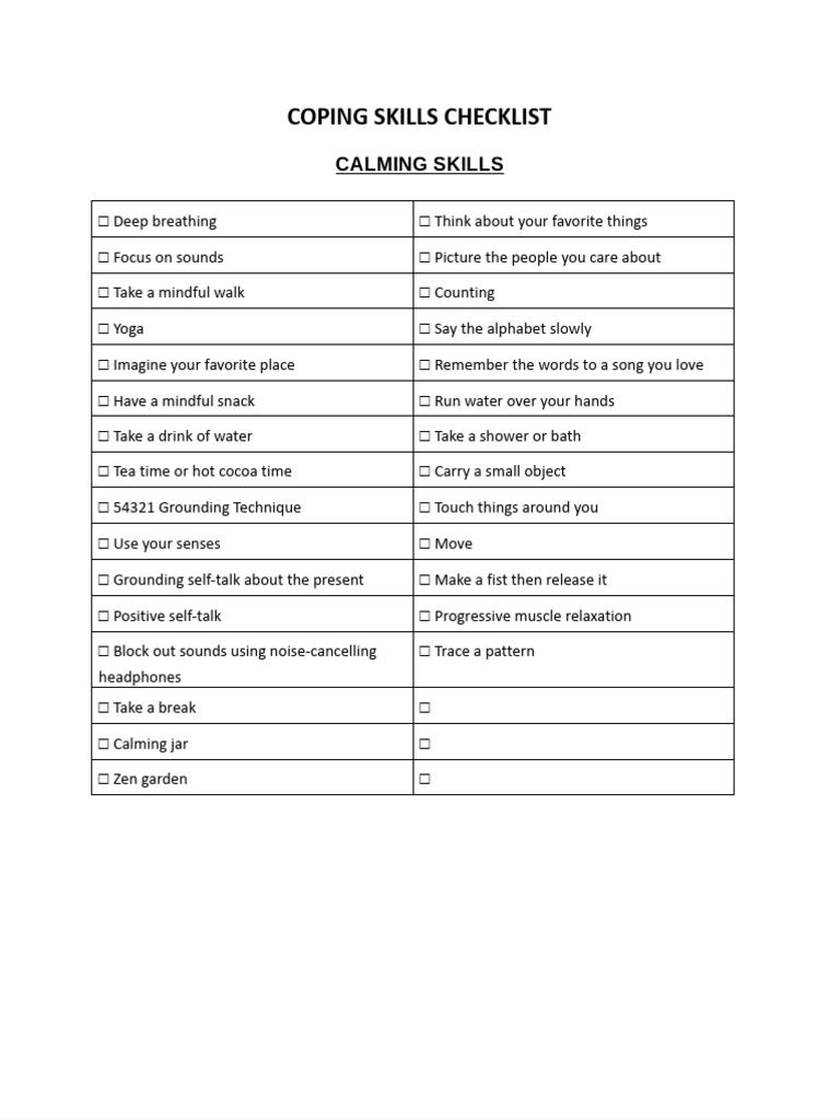 Coping Skills Checklist | PDF