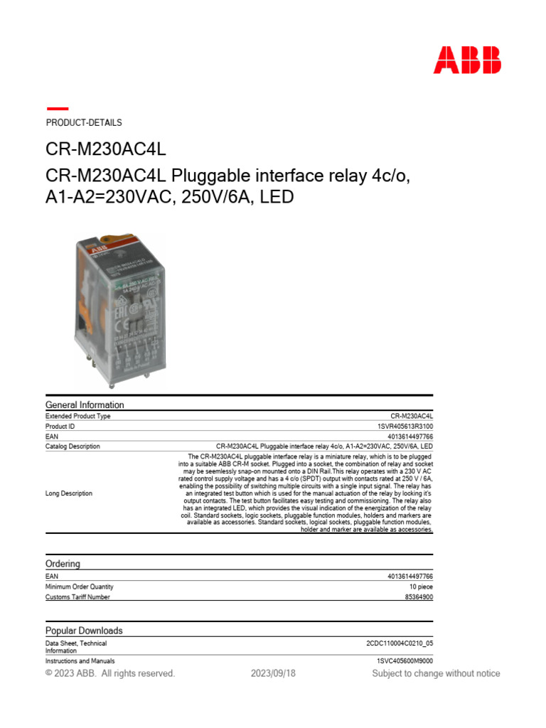 1SVR405613R3100 CR M230ac4l | PDF