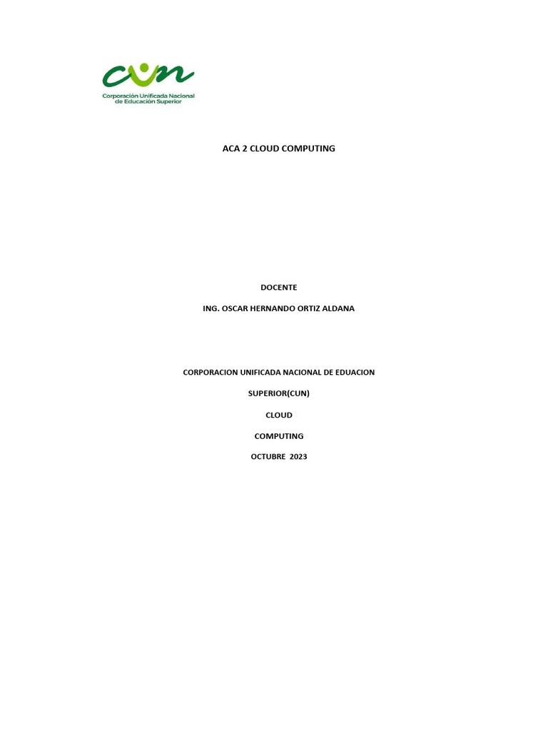 Aca2 Cloud Computing | PDF | Computación en la nube | Software