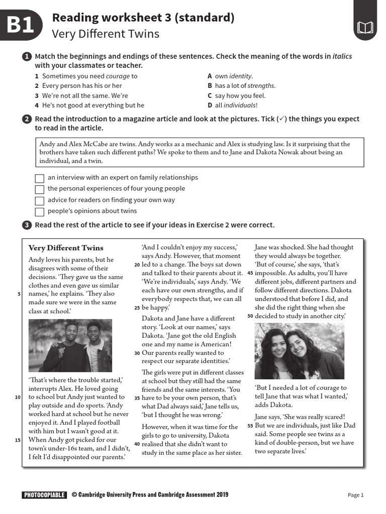 PREPARE B1 Reading WS 3 Standard | PDF | Self-Improvement | Wellness
