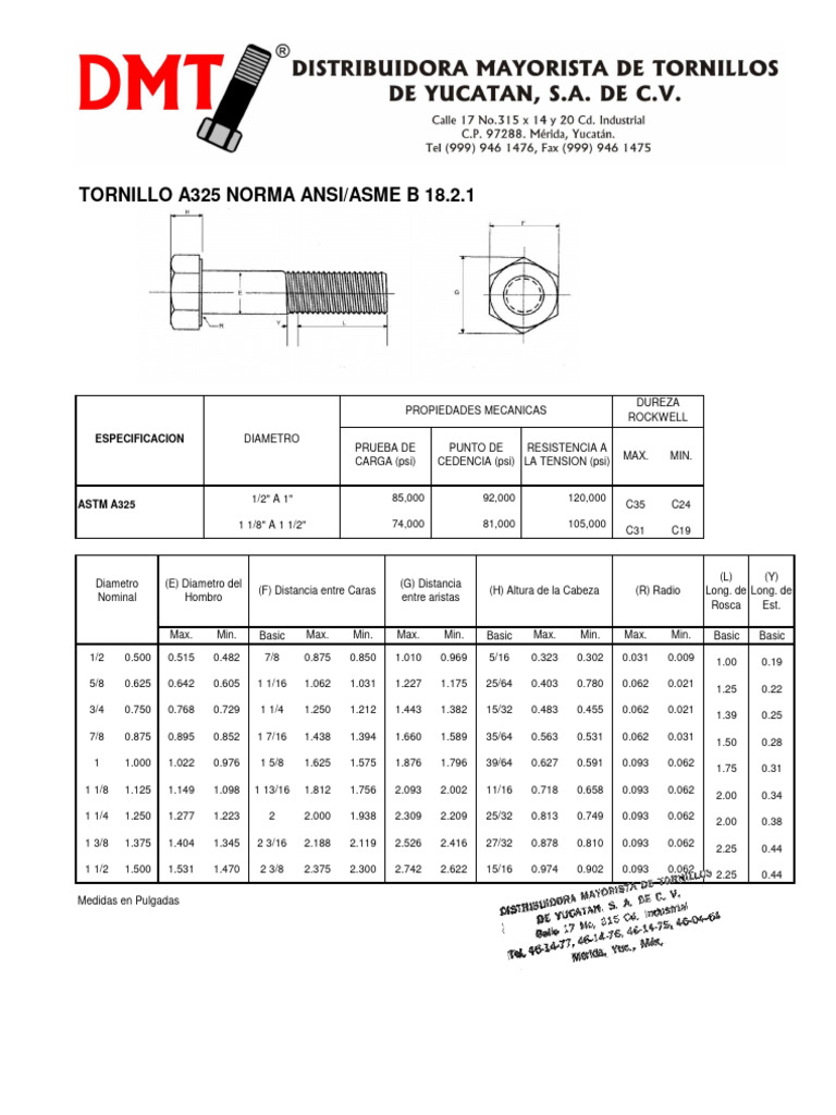 Especificaciones Tornillo A325 ASTM | PDF | Tecnología