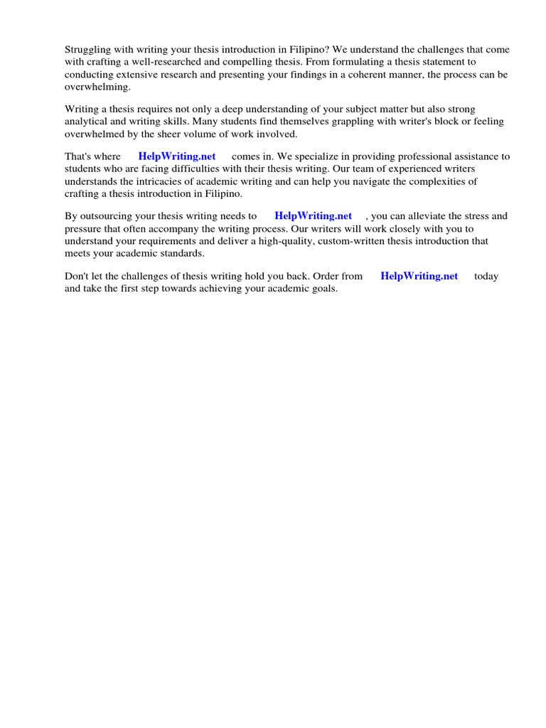 Example of Thesis Introduction in Filipino | PDF