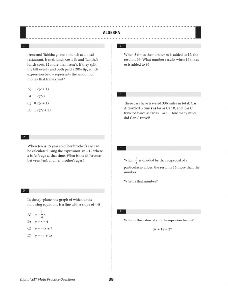 Digital Sat Question Bank | PDF