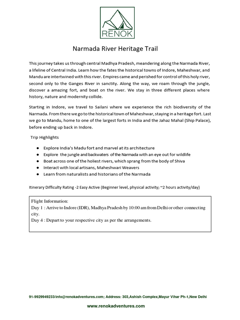 Narmada River Heritage Trail Adventure | PDF | Travel