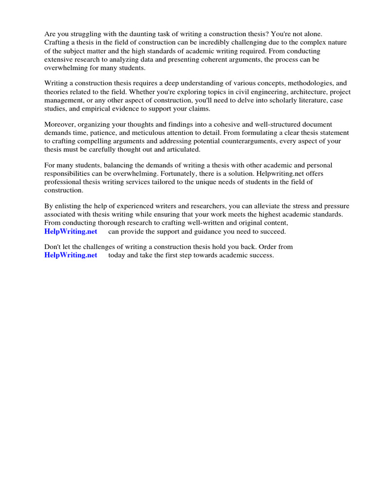 Construction Thesis Example | PDF | Essays | Thesis