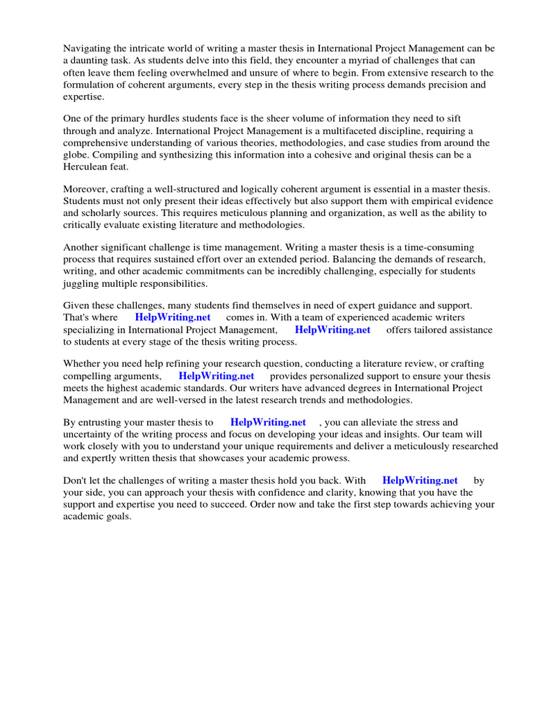 Master Thesis Help for IPM Students | PDF | Project Management | Thesis