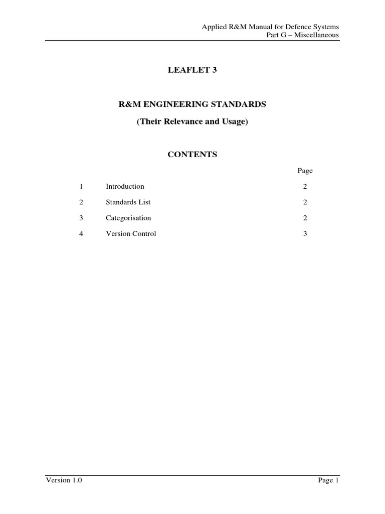 Leaflet 3: Applied R&M Manual For Defence Systems Part G ...