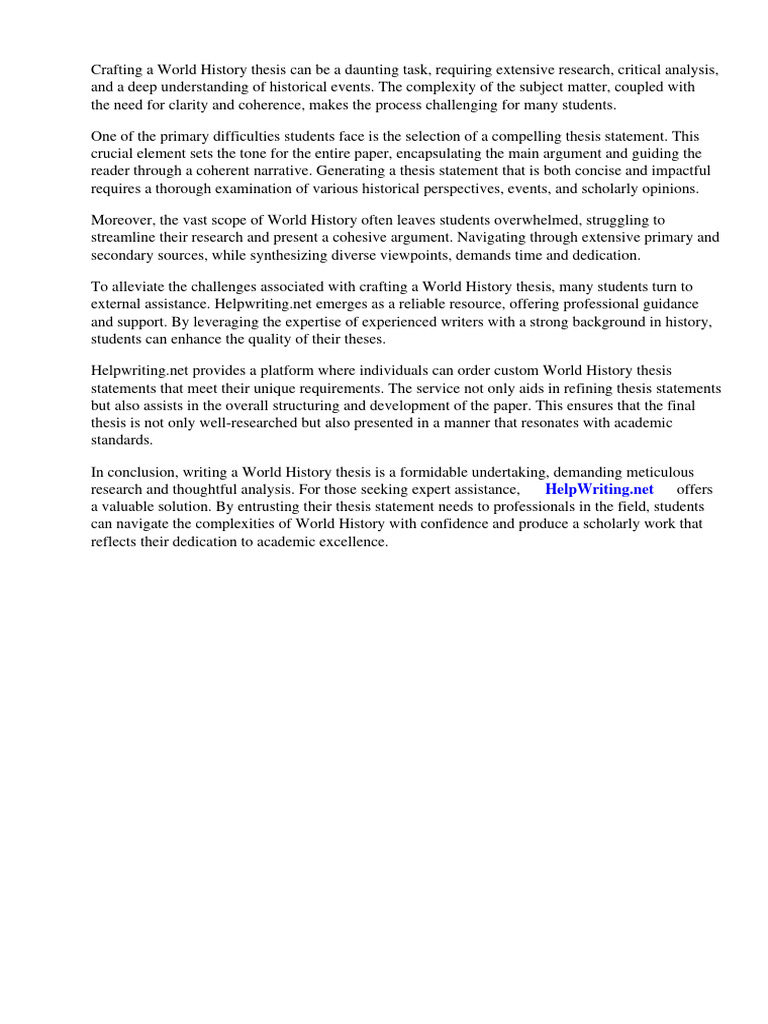 World History Thesis Statements Examples | PDF | Essays | Thesis