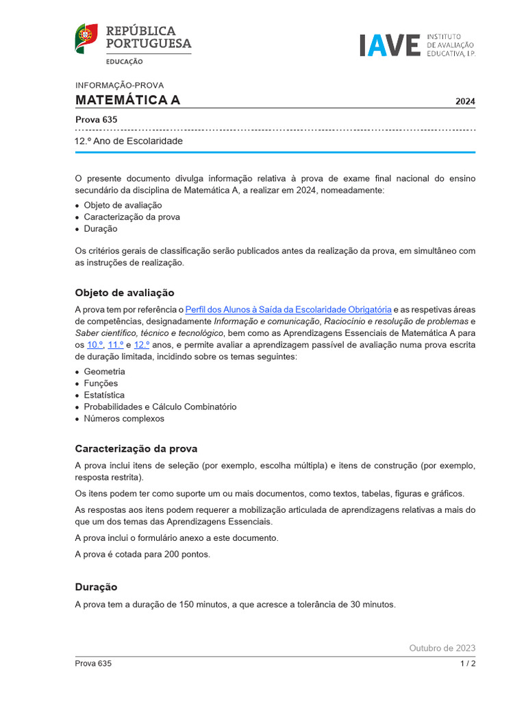 IP EX MatA635 2024 1 | PDF | Matemática | Geometria