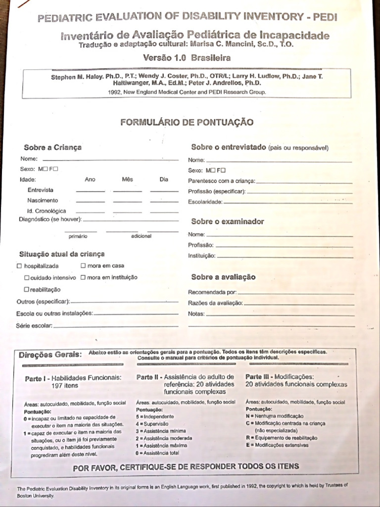 PEDI Instrumento | PDF