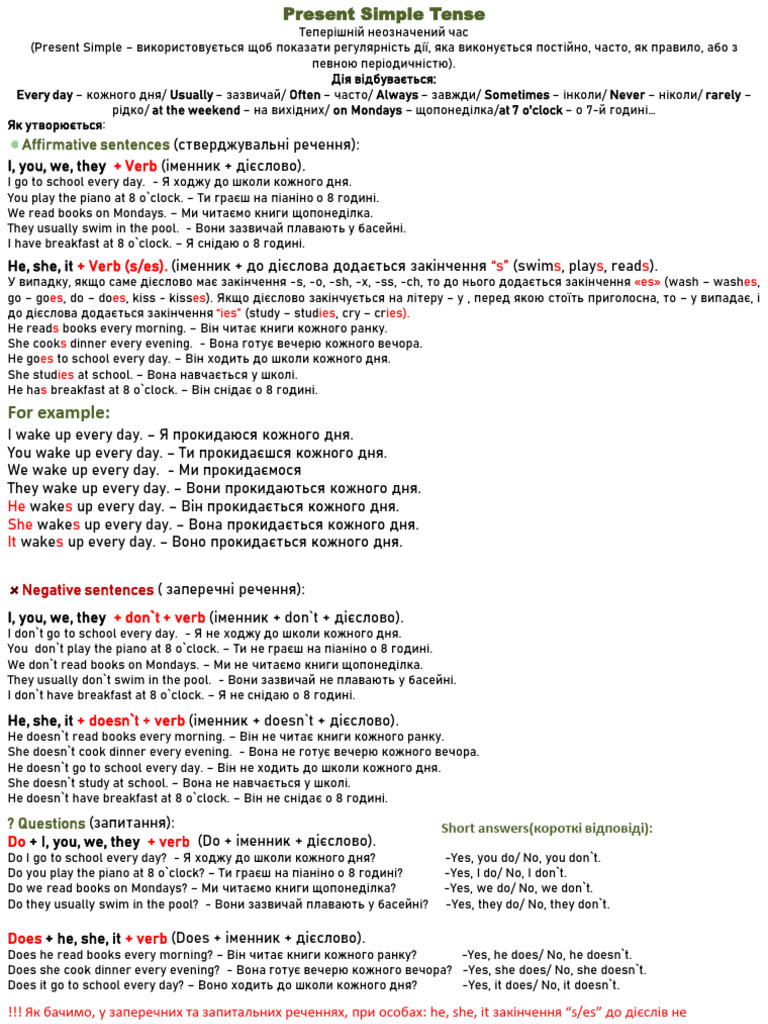 Present Simple Tense | PDF