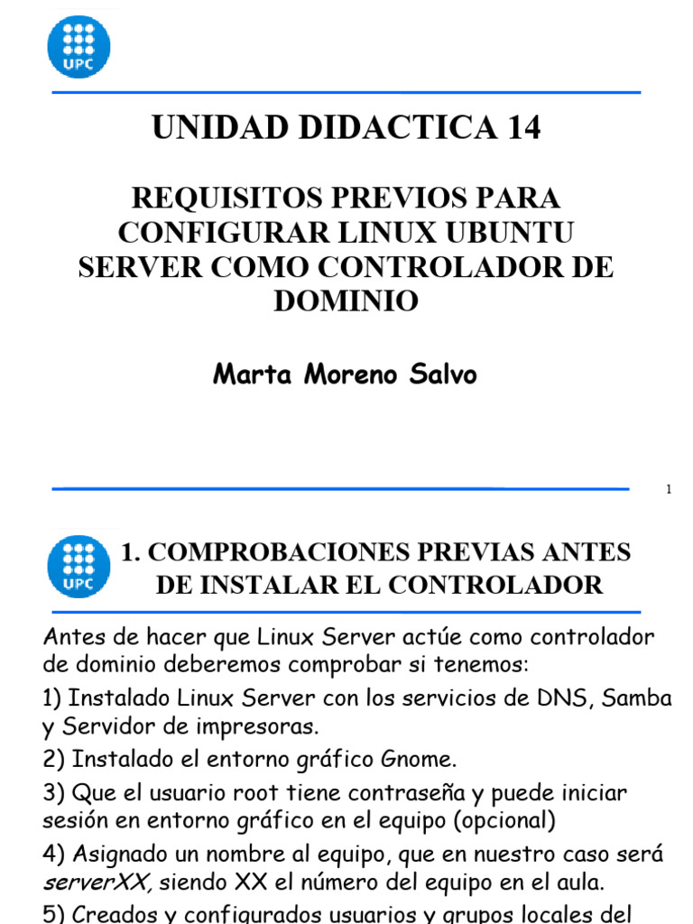 LINUX - UD14 - Requisitos Previos para Configurar Linux Como Controlador | PDF | Servidor HTTP ...
