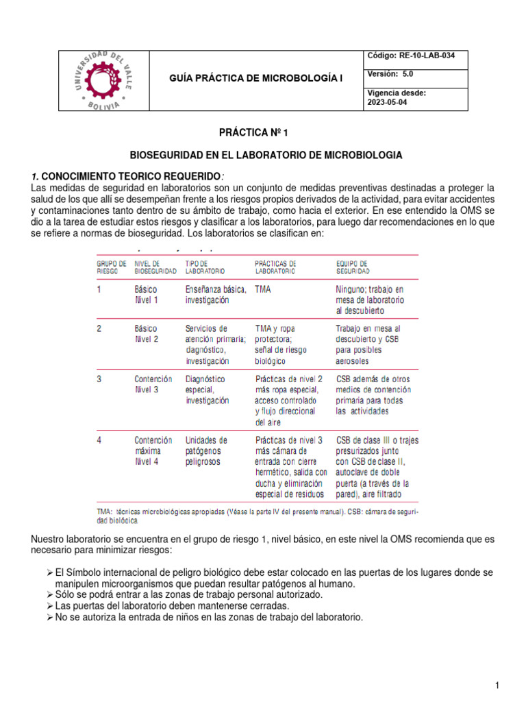 RE-10-LAB-034 MICROBIOLOGIA I | PDF