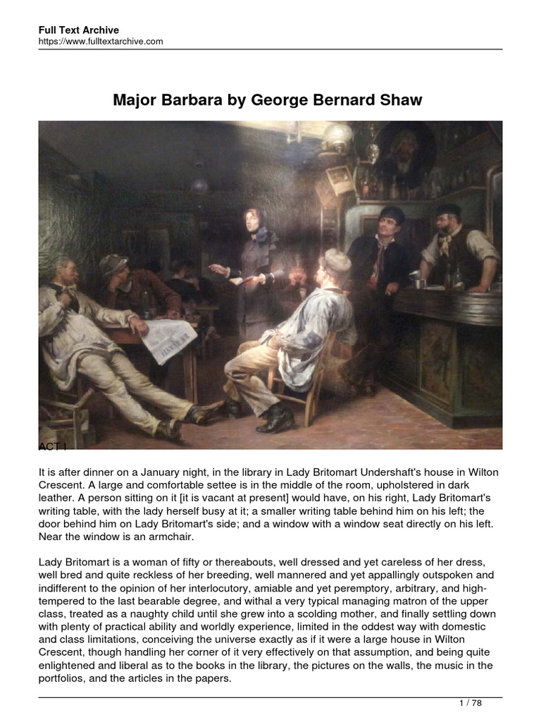 Major Barbara | PDF | History | Mystery, Thriller & Crime Fiction
