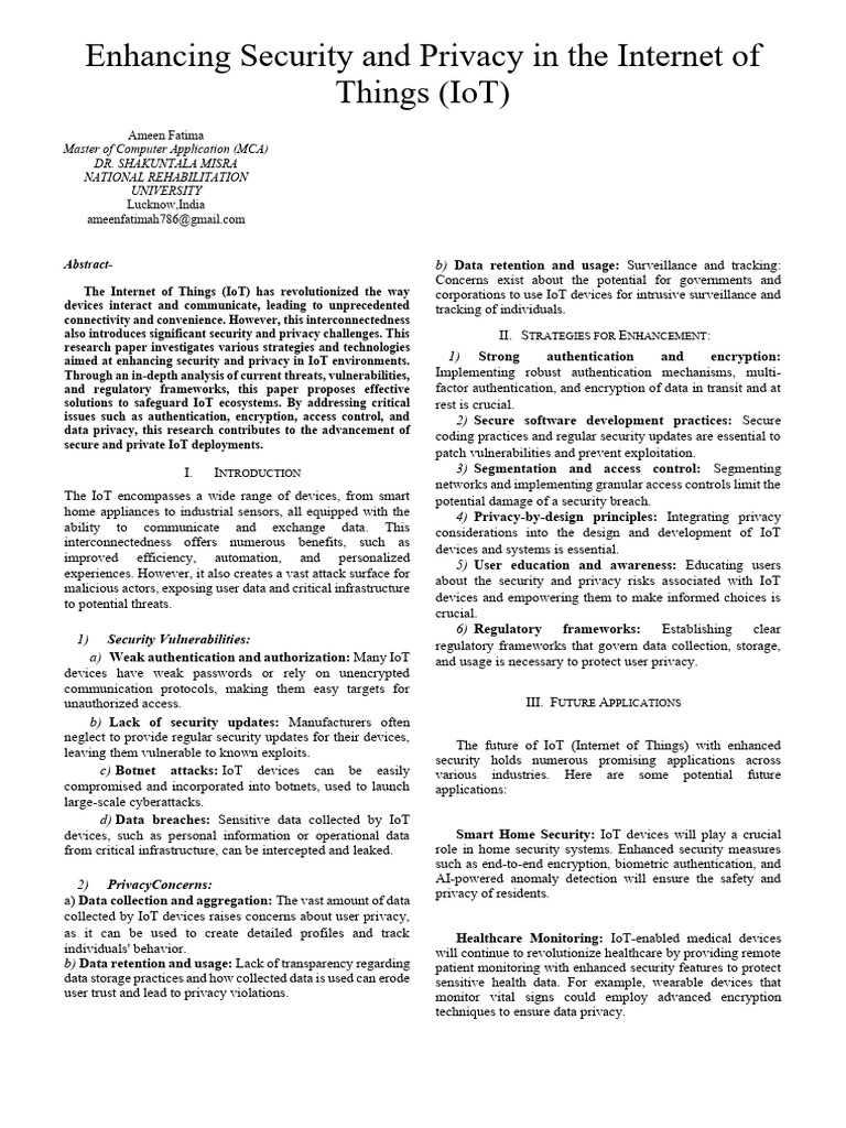 IoT Security and Privacy Enhancement Strategies | PDF | Computers