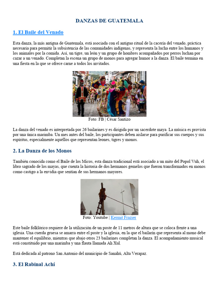 Danzas De Guatemala Pdf Bailes Cultura De Las Americas