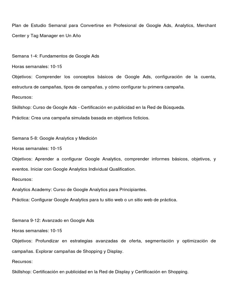Plan de Estudio Profesional Google | PDF | Publicidad | Tecnologías de ...