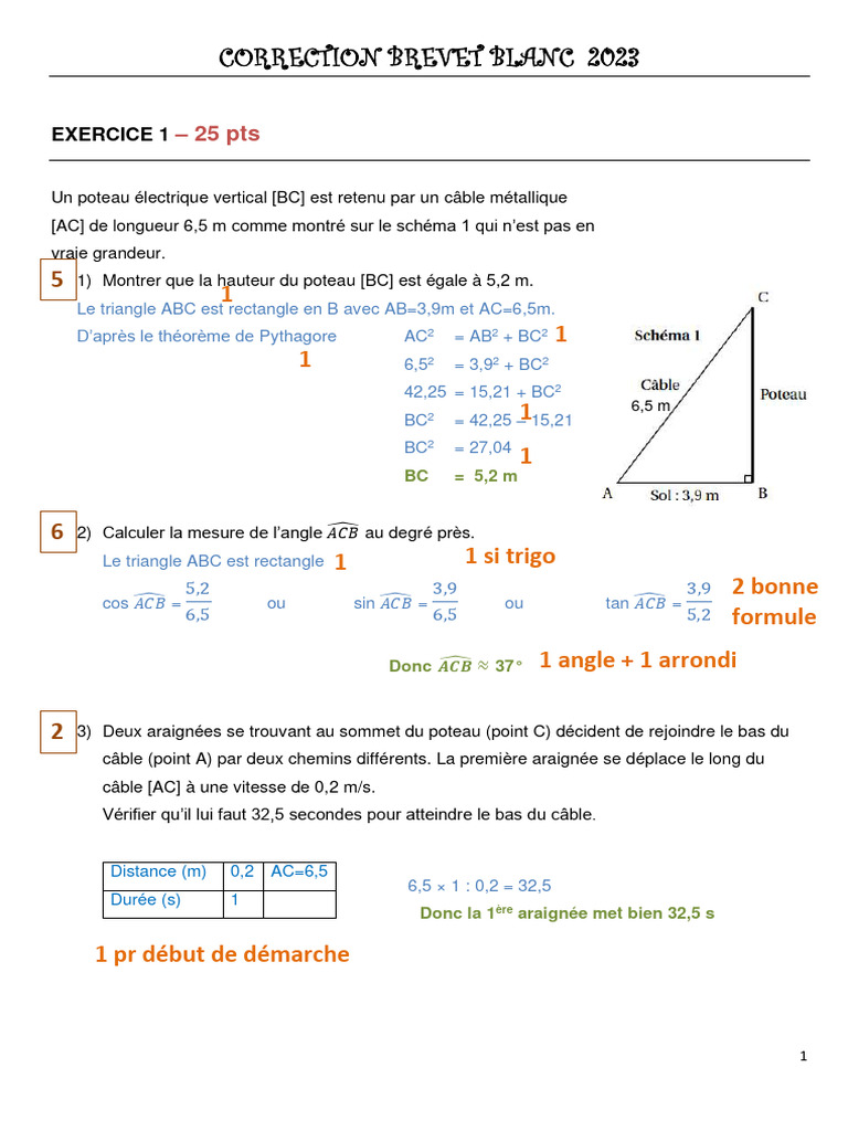 Correction Brevet Blanc 2023 | PDF