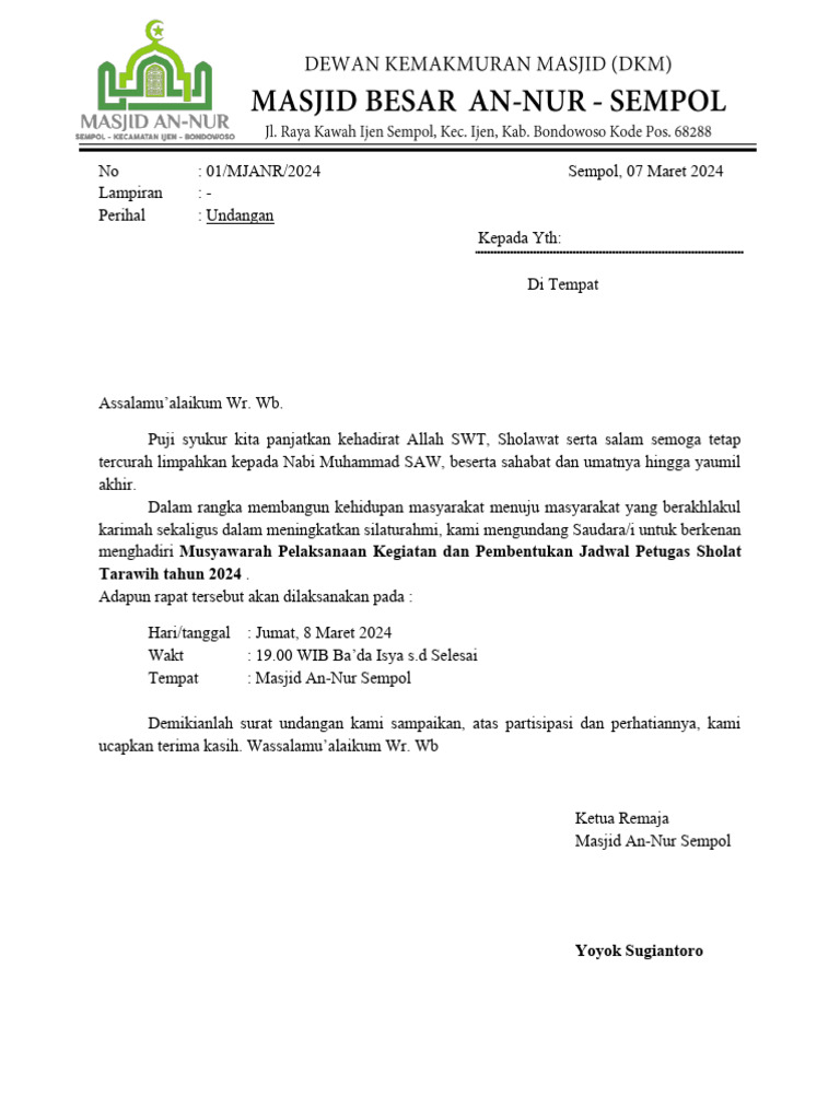 Undangan Musyawarah | PDF