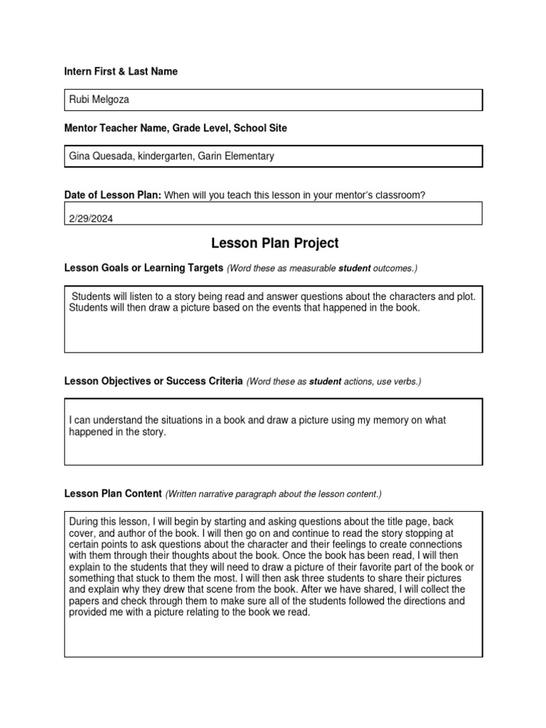 Internship Ccss Lesson Plan Template 4 | PDF | Lesson Plan | Teaching