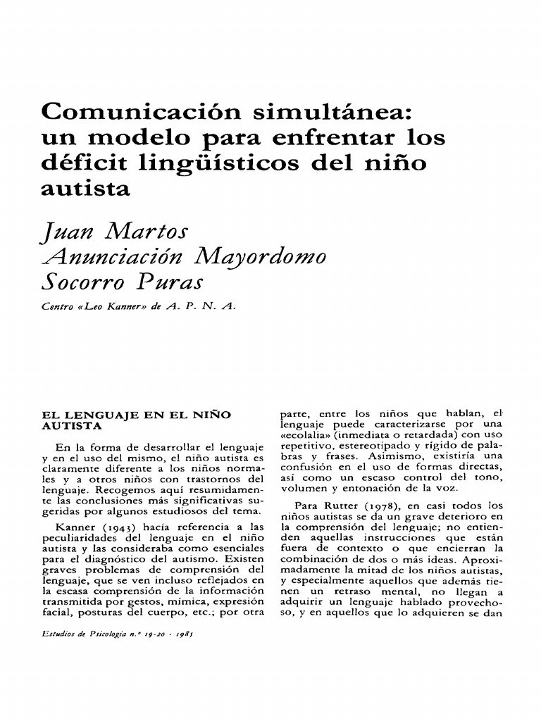 Martos Et Al 1984 Simultaneous Communication A Model To Confront ...