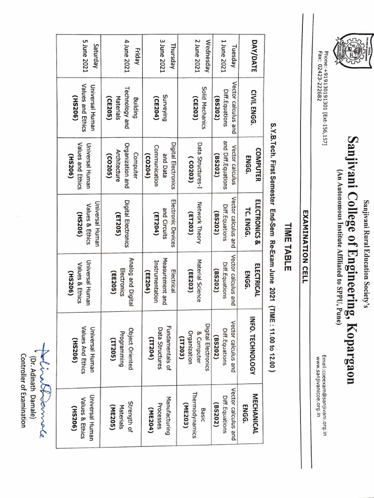 SYB - Tech Rexam 1-5 June Time Table | PDF | Electronics | Digital ...