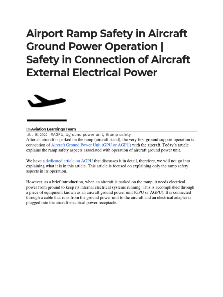 Ramp Safety for Aircraft Ground Power | PDF | Business | Computers