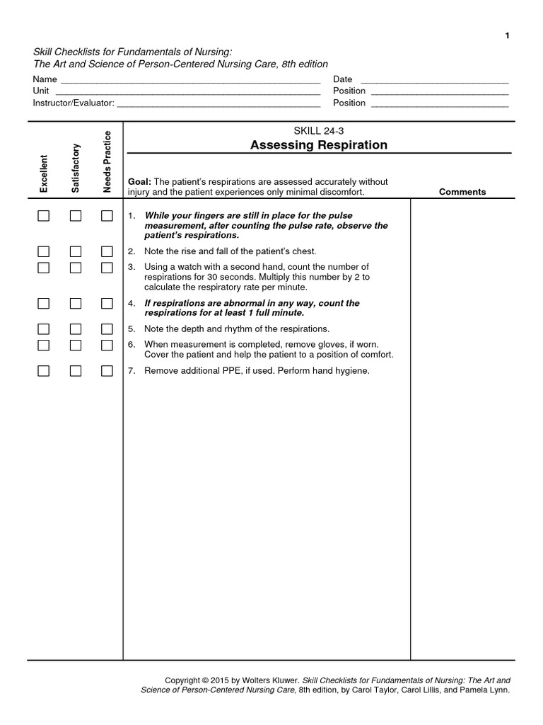 Skill - 24-3 Assessing Respiration | PDF | Health Sciences | Medicine