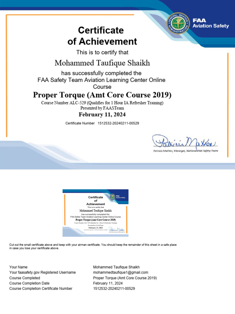 Proper Torque Certificate | PDF