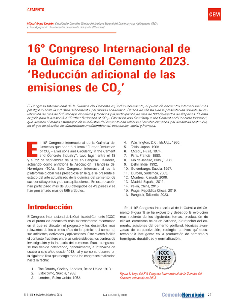 2023 Cong Int Química Del Cemento ICCC2023 - CH1019 | PDF | Hormigón ...