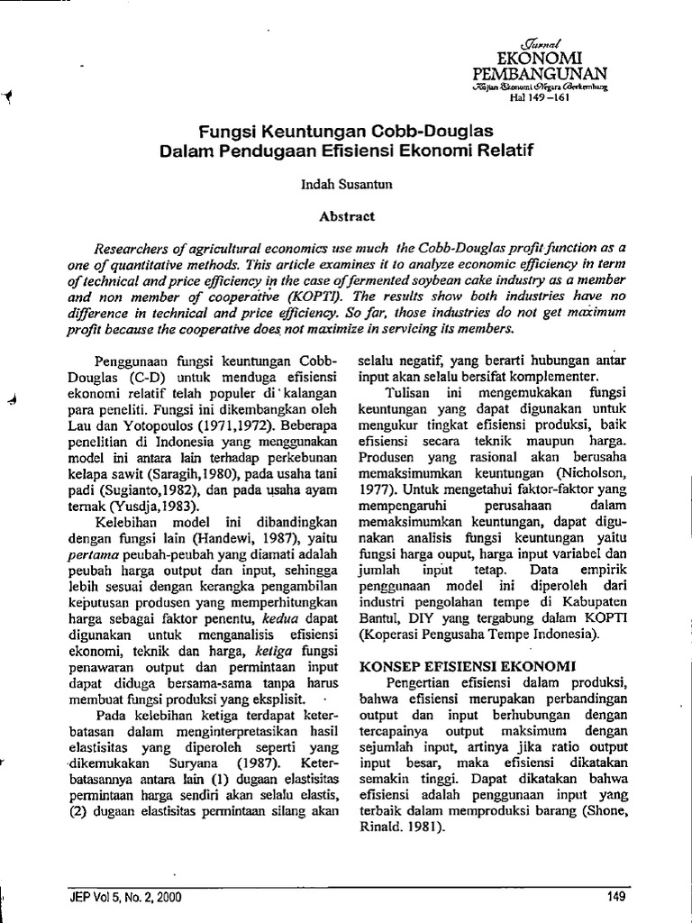 ID Fungsi Keuntungan Cobb Douglas Dalam Pen | PDF