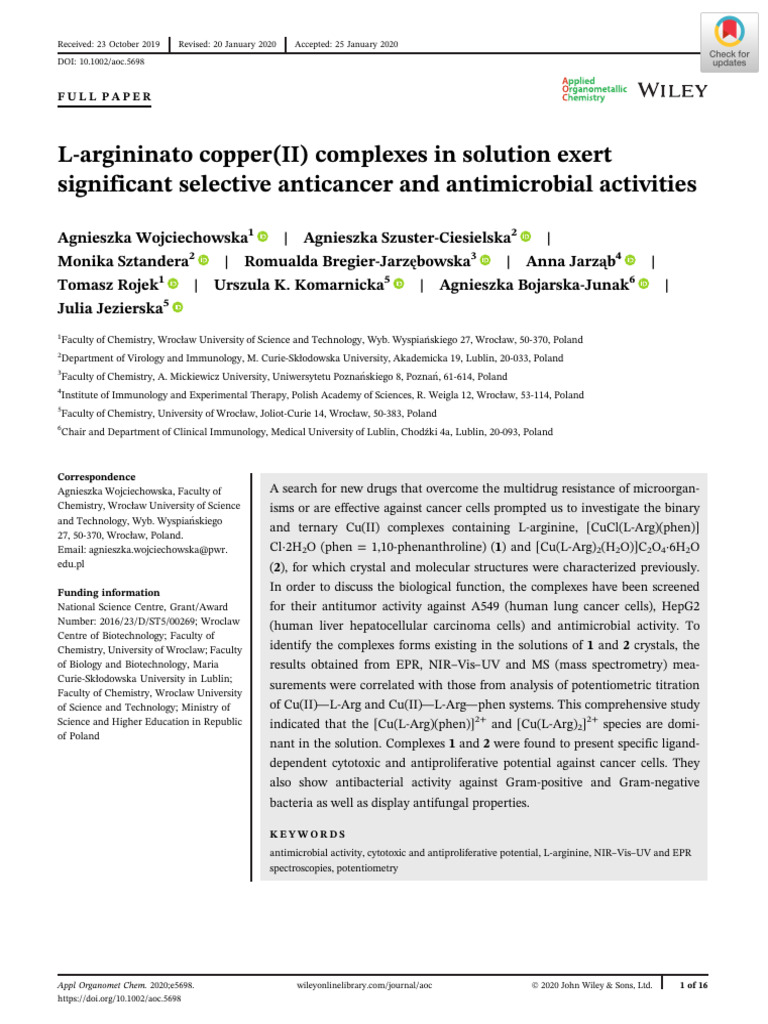 2020 Aw, Uk, JJ | PDF | Coordination Complex | Electron Paramagnetic Resonance