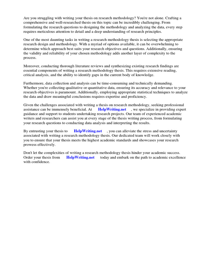 Research Methodology Thesis Writing | PDF | Methodology | Thesis Research Methodology Thesis Writing | PDF | Methodology | Thesis