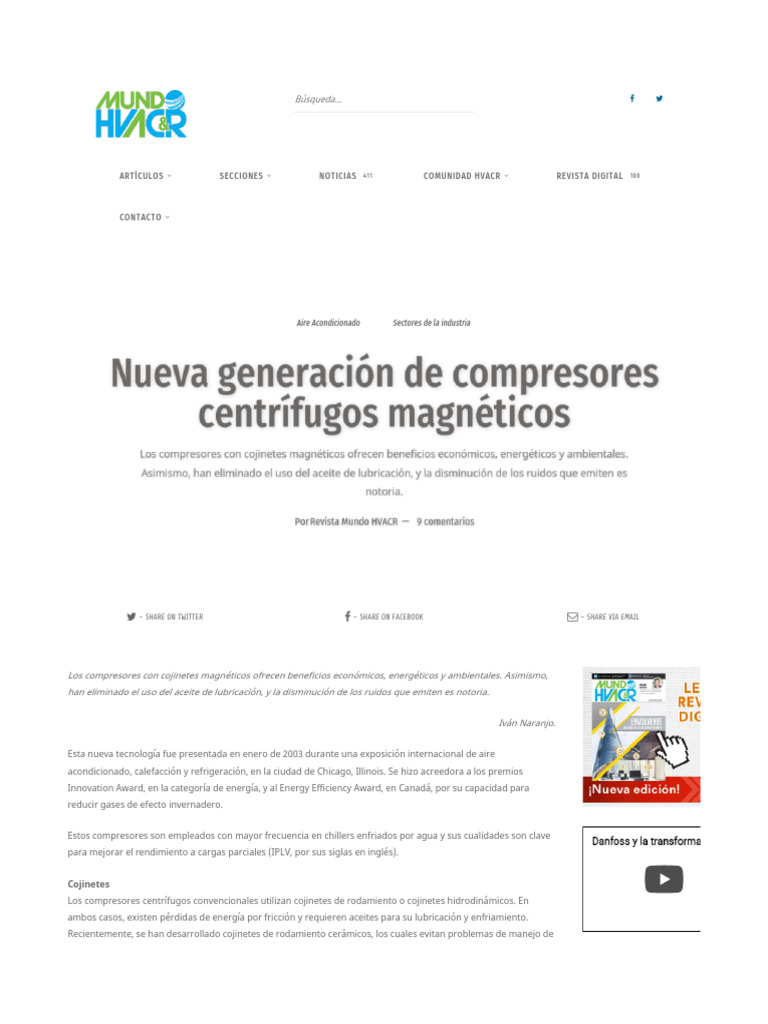 Compresores sin Aceite: Innovación HVACR | PDF | Rodamiento (Mecánico) | Refrigeración