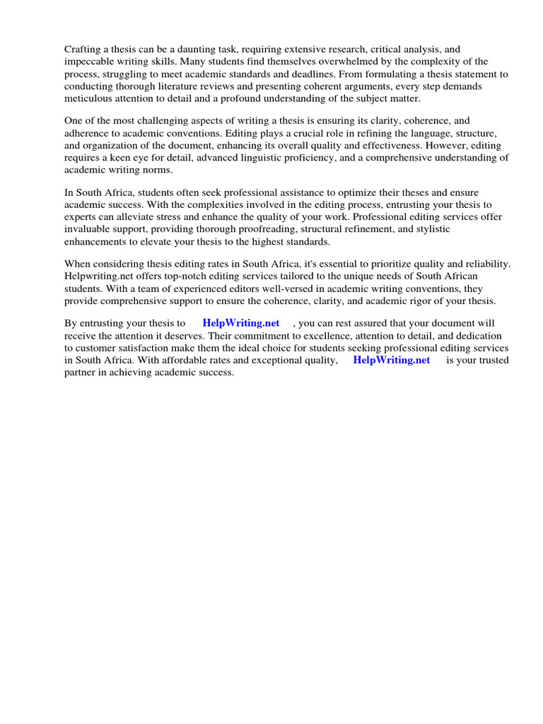 Thesis Editing Rates South Africa | PDF | Thesis | Editing