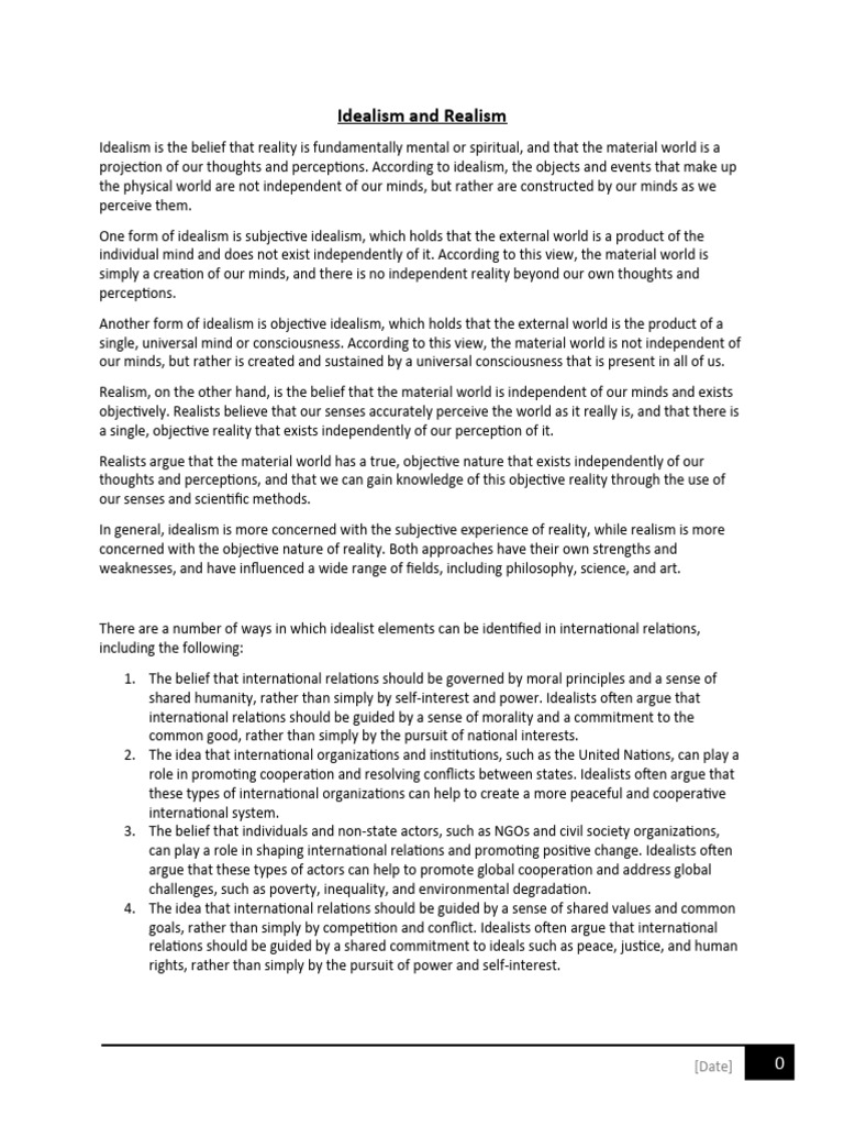 Idealism and Realism | PDF | Reality | Idealism