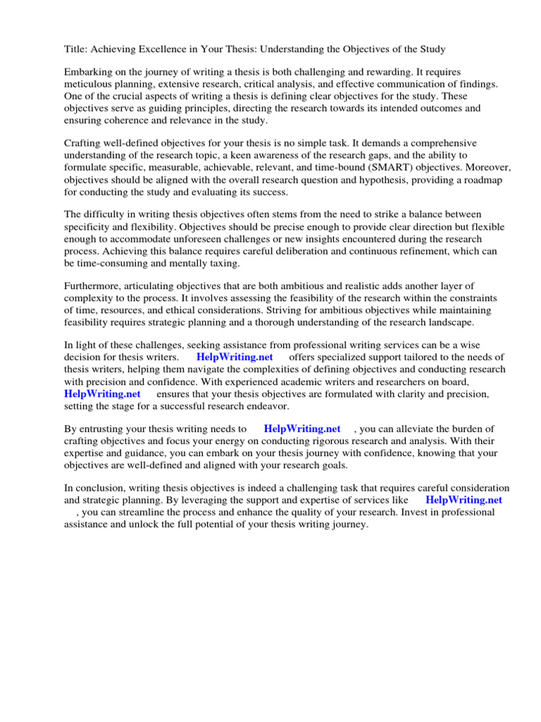 Objectives of the Study Thesis | PDF | Investing | Thesis