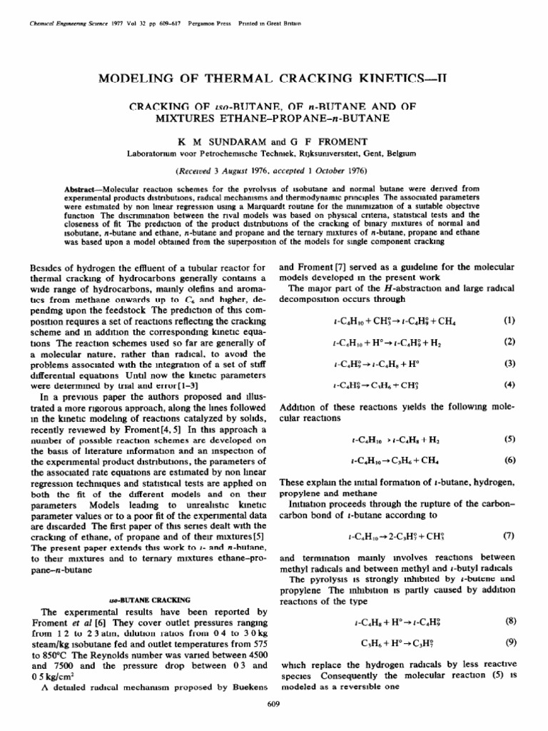 Modeling of Thermal Cracking Kinetics-Ii: Cracking OF zso-BUTANE, of N-Butane and of Mixtures ...