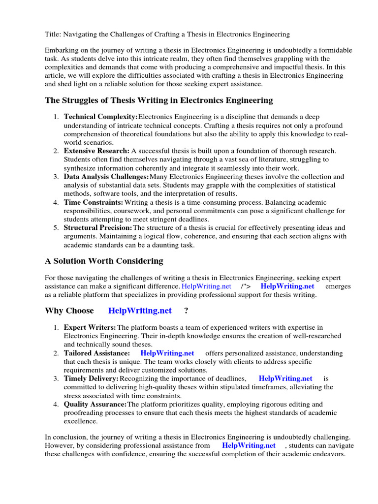 Thesis Ideas Electronics Engineering | PDF | Technology & Engineering