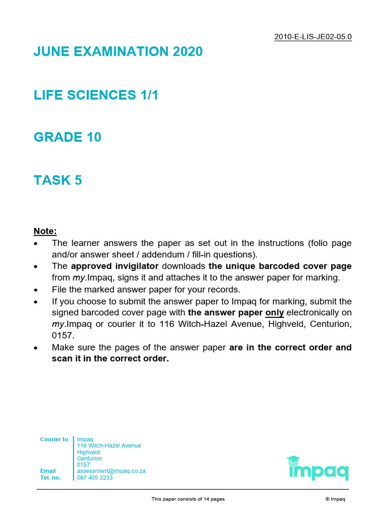 2020-LS-Grade 10-June Examination - Paper 1 | PDF