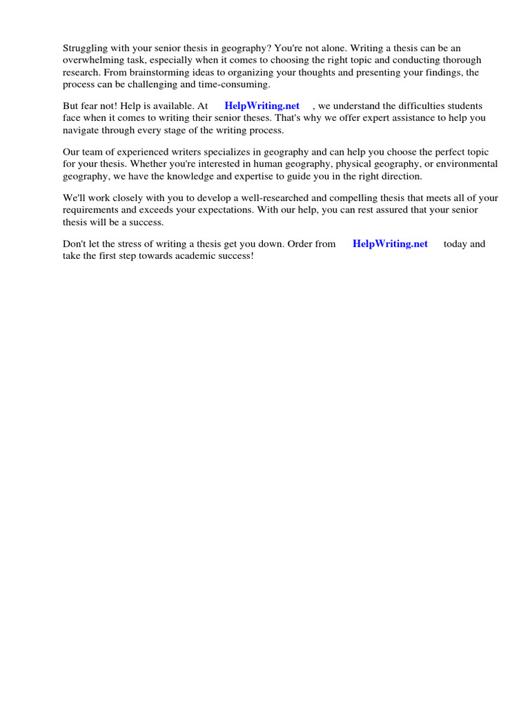 Senior Thesis Topics Geography | PDF Senior Thesis Topics Geography | PDF