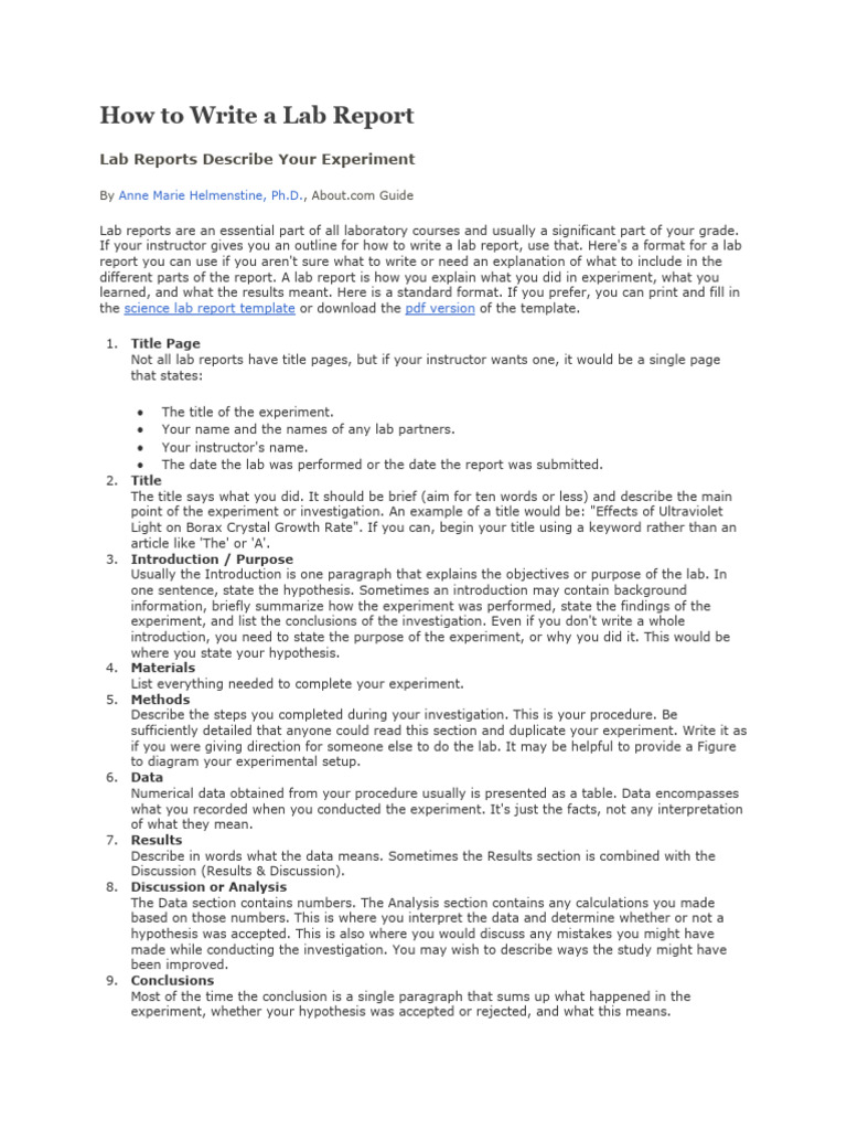 How To Write A Lab | PDF | Experiment | Cartesian Coordinate System
