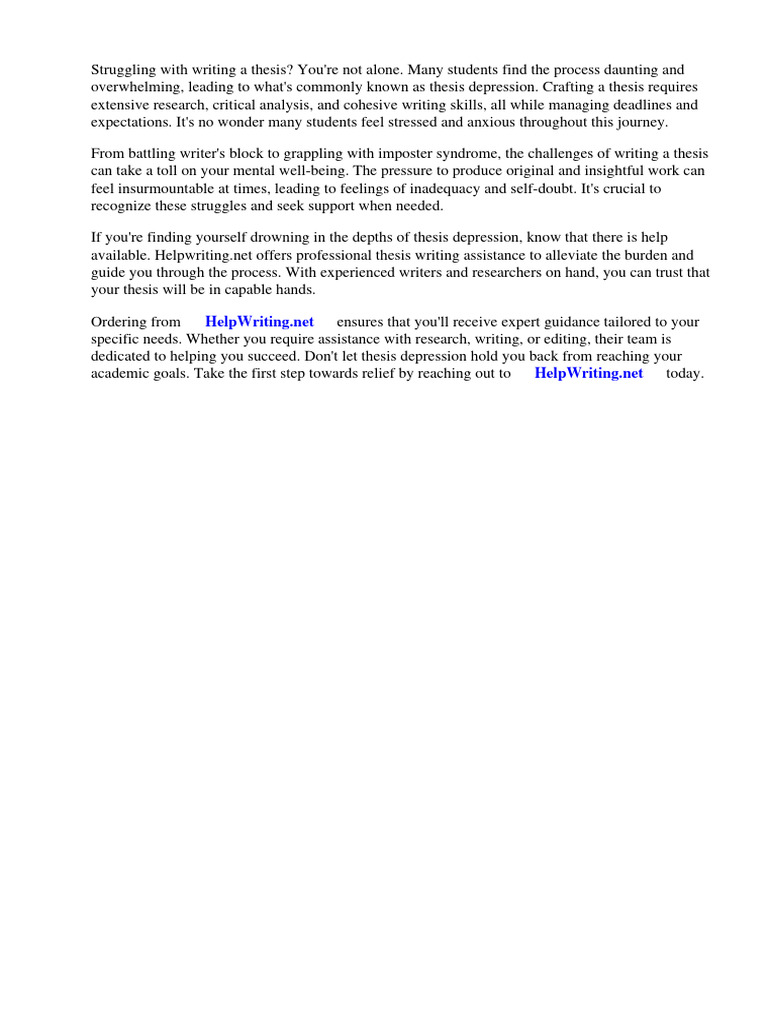 Thesis Depression PDF | Download Free PDF | Major Depressive Disorder ...