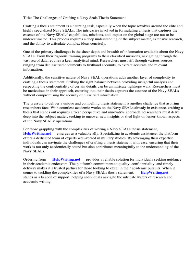 Navy Seals Thesis Statement | PDF